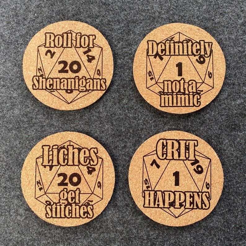 Game Night Laser Engraved Cork Coasters Set of 4 - Etsy