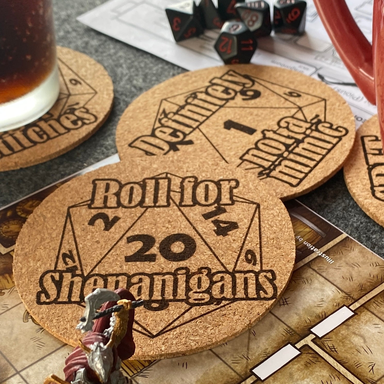 Game Night Laser Engraved Cork Coasters Set of 4 - Etsy