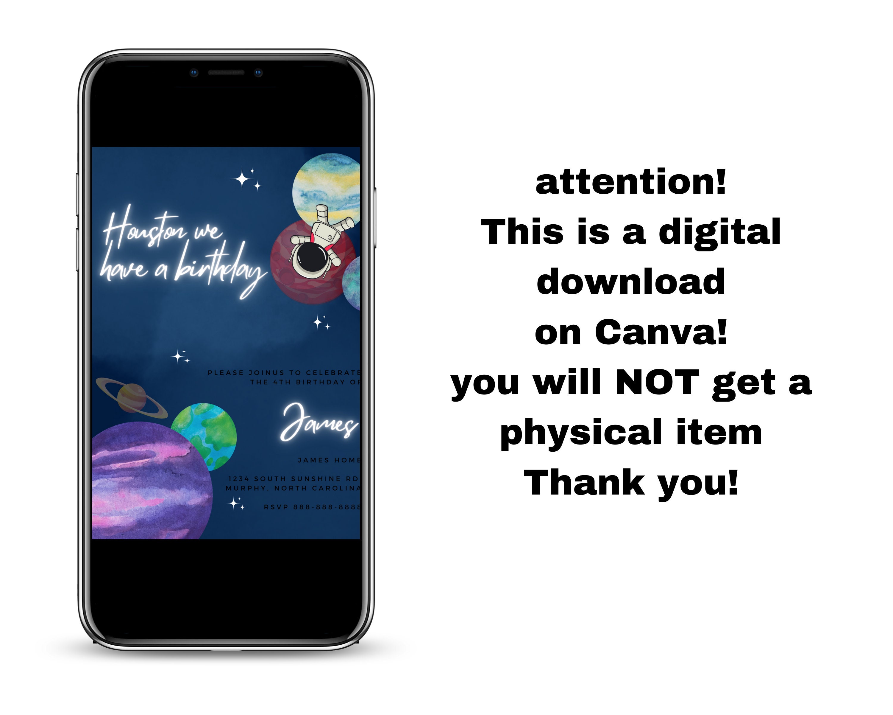 Space Birthday Party Invitation Digital - Etsy