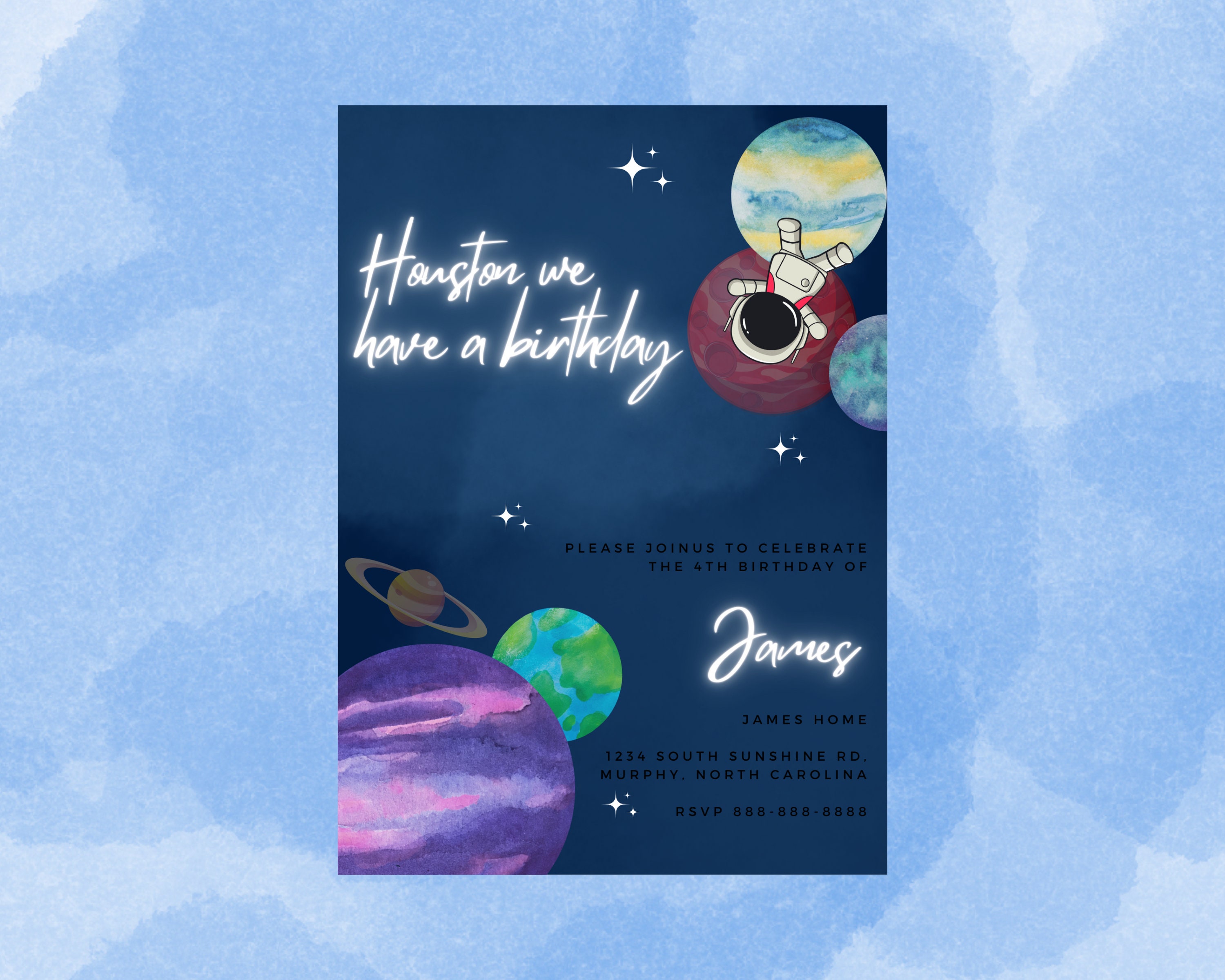 Space Birthday Party Invitation Digital - Etsy