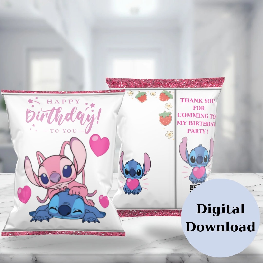 Name Age Personalized, Stitch and Lilo, Chip Bag Custom, Digital ...
