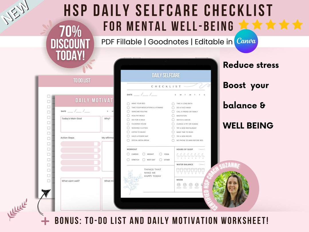 Daily Self-care Checklist, Wellness Routine Planner, Everyday Health ...