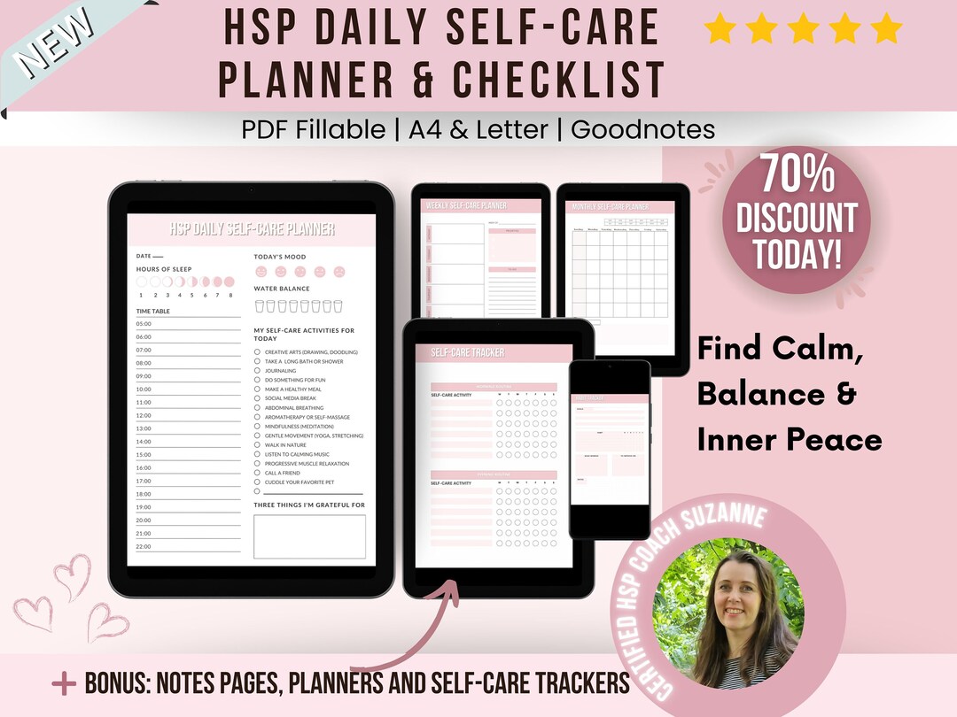 HSP Daily Selfcare Planner & Checklist, HSP Health Guide, Printable ...