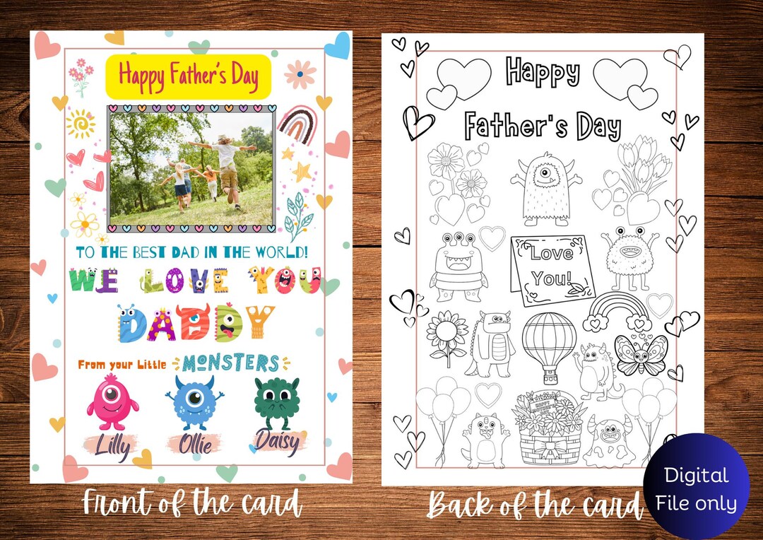 Personalised Fathers Day Card Printable Gift for Dad From Child ...
