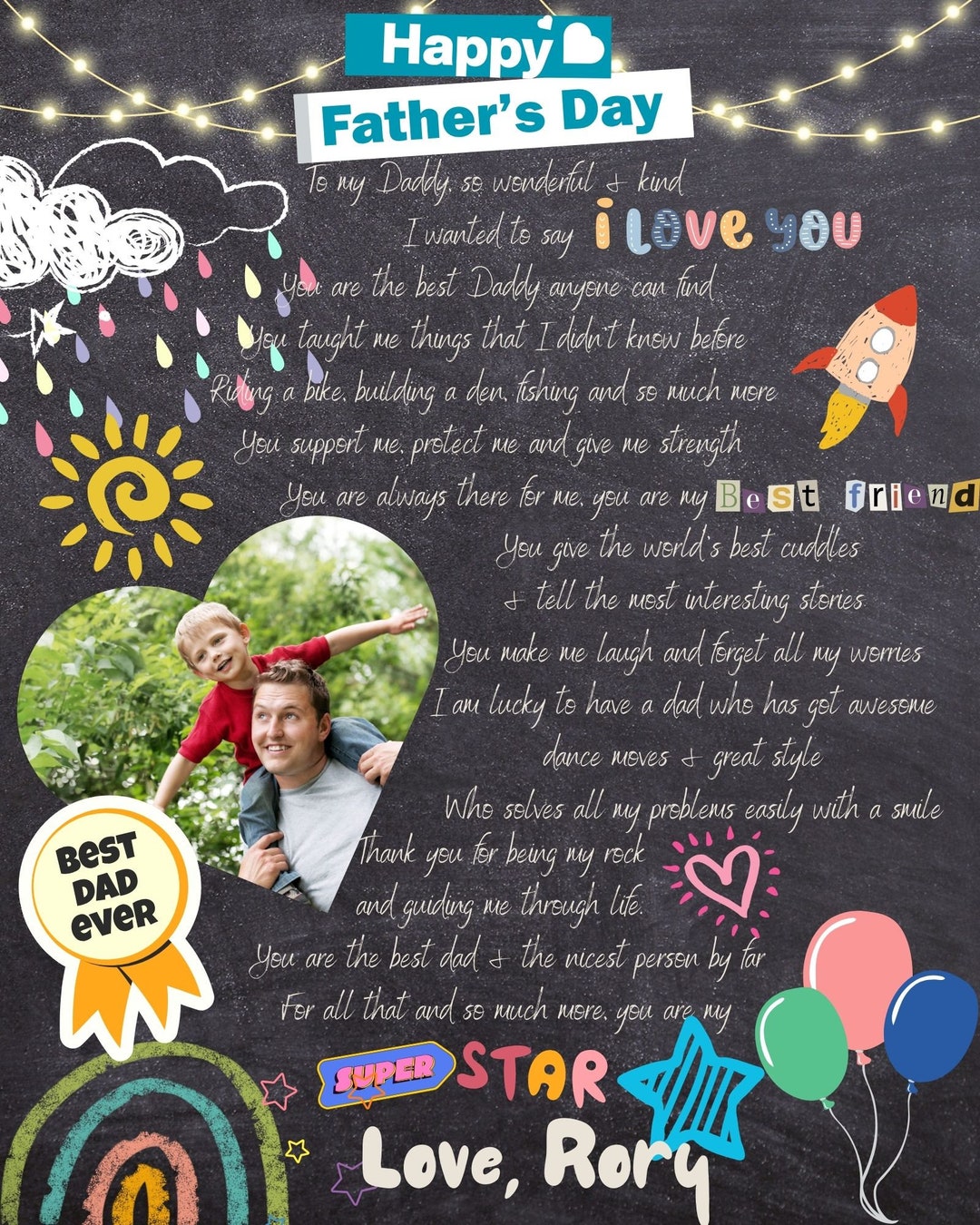 Birthday Gift Photo Poem Dad Gifts for Father’s Day Custom Fathers Day ...