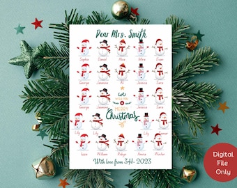 Personalised Class Christmas Card, Class Christmas Gift, Christmas ...