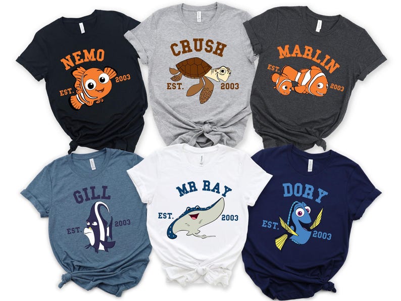 Retro Disney Finding Nemo All Characters Est 2003 Group Custom Vintage ...