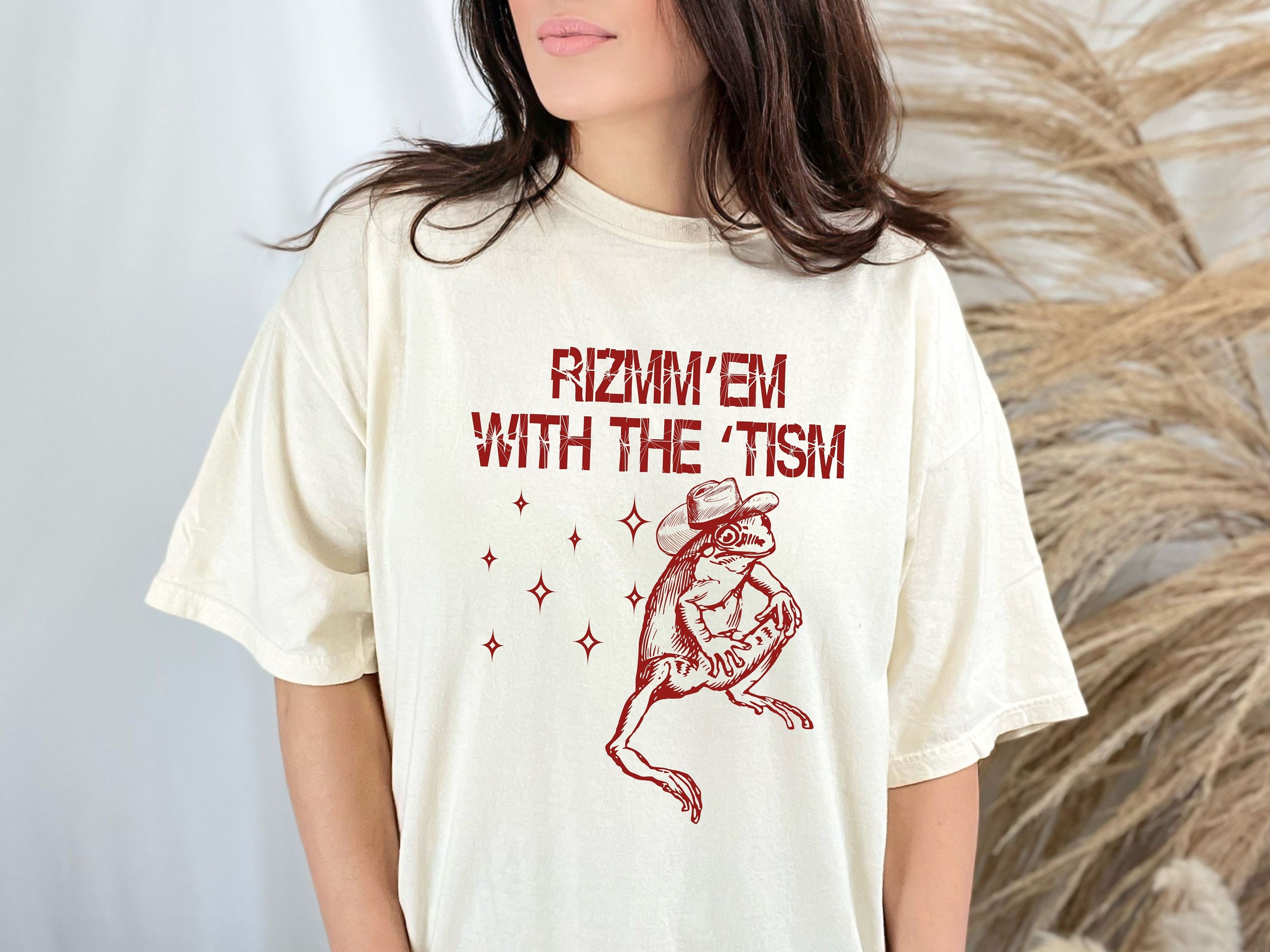Rizz Em With the Tism unisex Shirt, Frog Meme T Shirt, Funny T Shirt ...