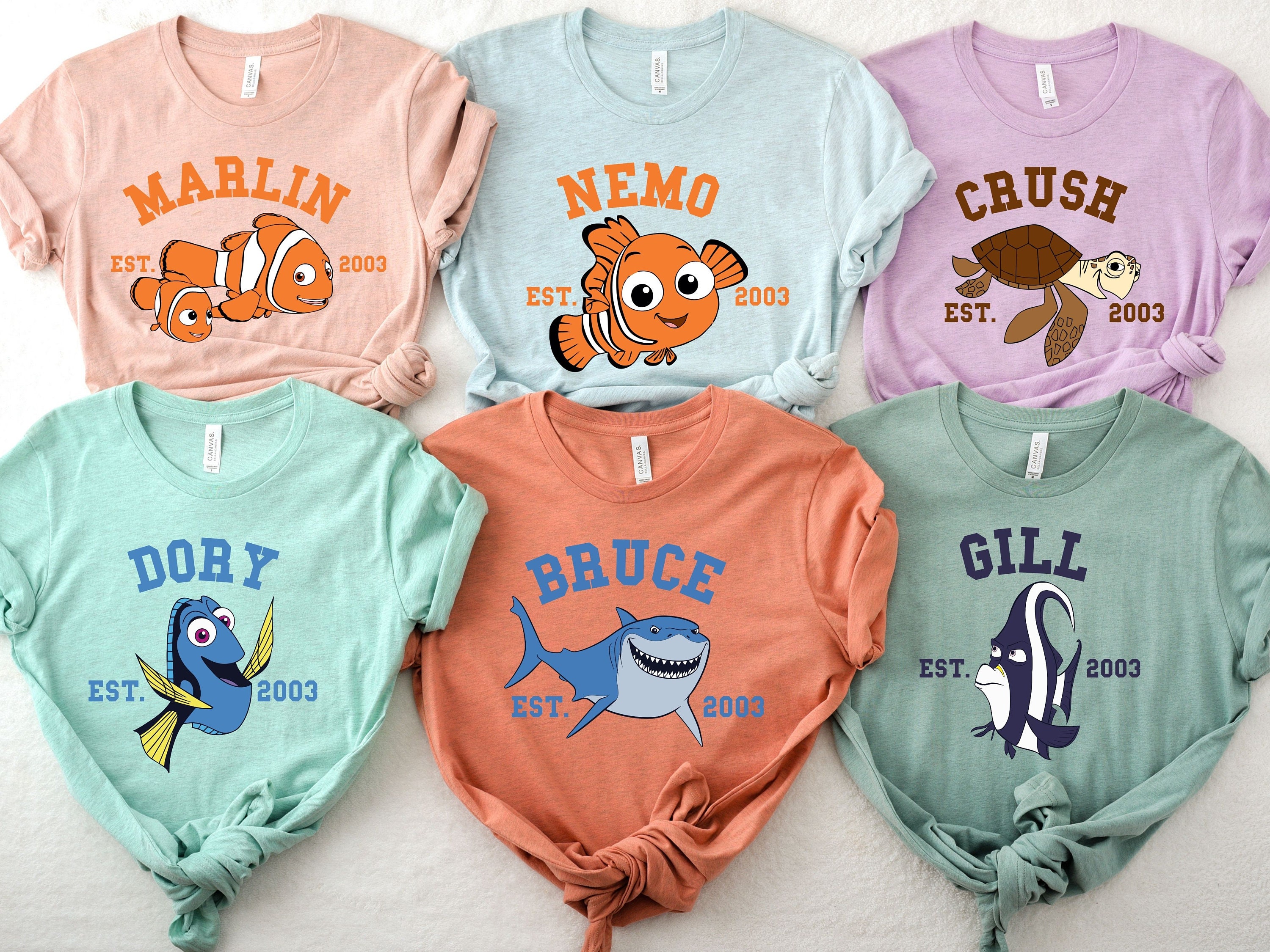 Retro Disney Finding Nemo All Characters Est 2003 Group Custom Vintage ...