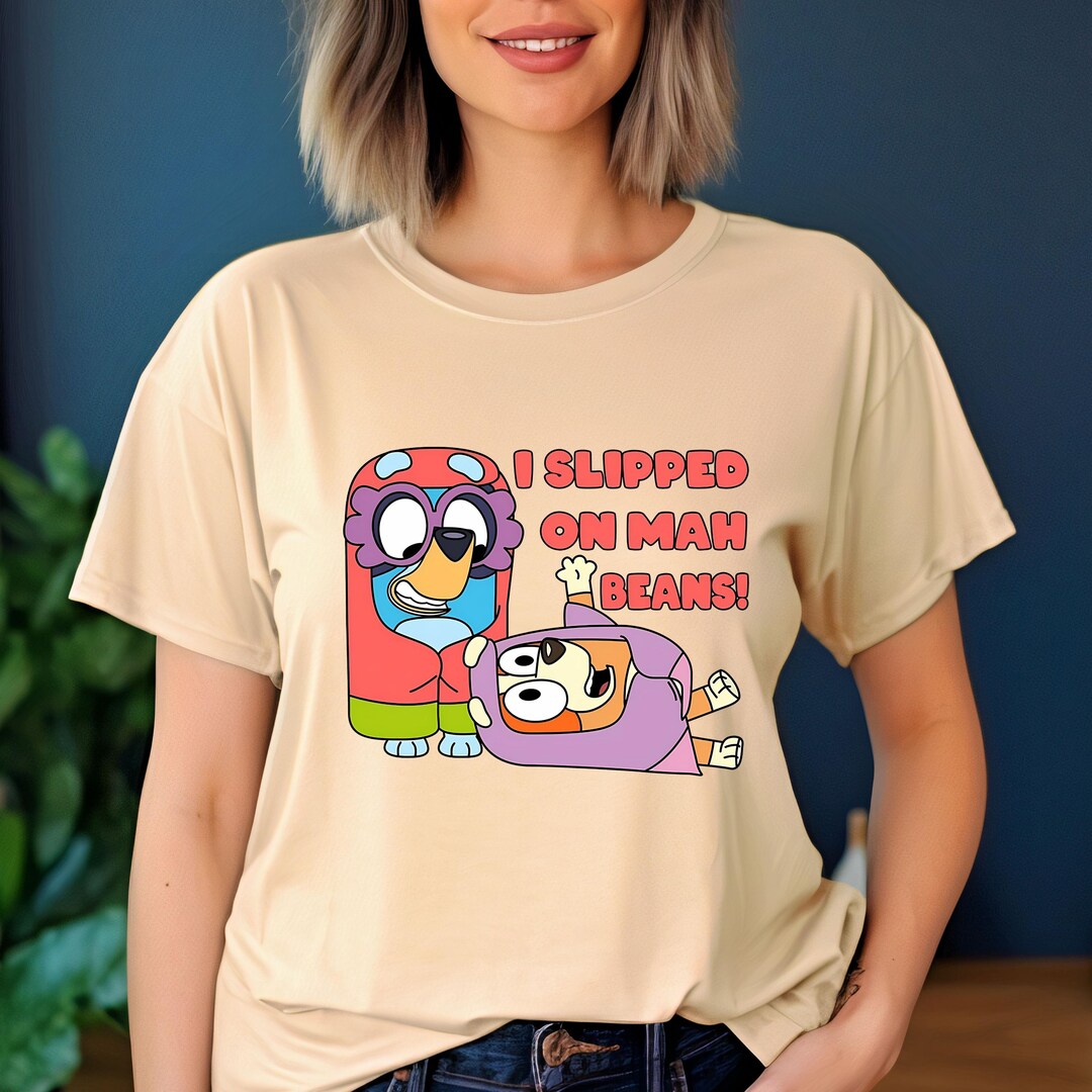 I Slipped on Mah Beans T-shirt, Blue Dog Adult Shirt, Blue Toddler ...