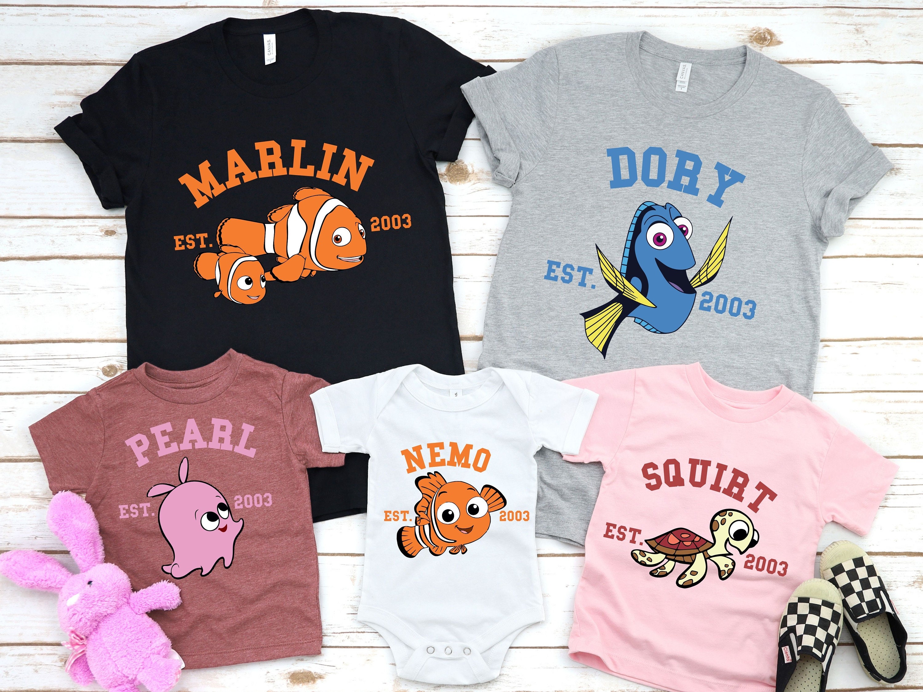 Retro Disney Finding Nemo All Characters Est 2003 Group Custom Vintage ...