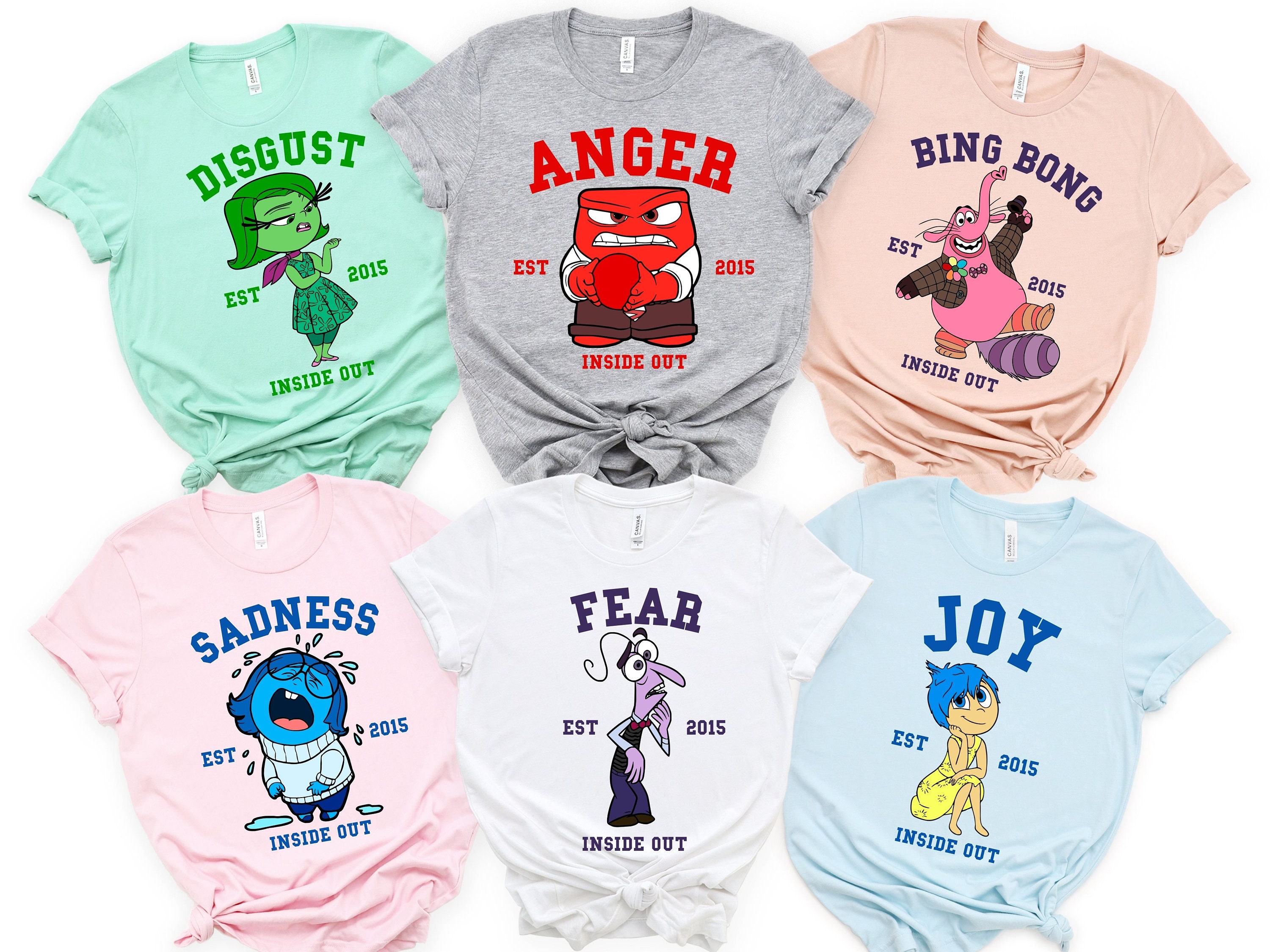 Inside Out Characters Shirts, Inside Out Shirt, Inside Out Group ...