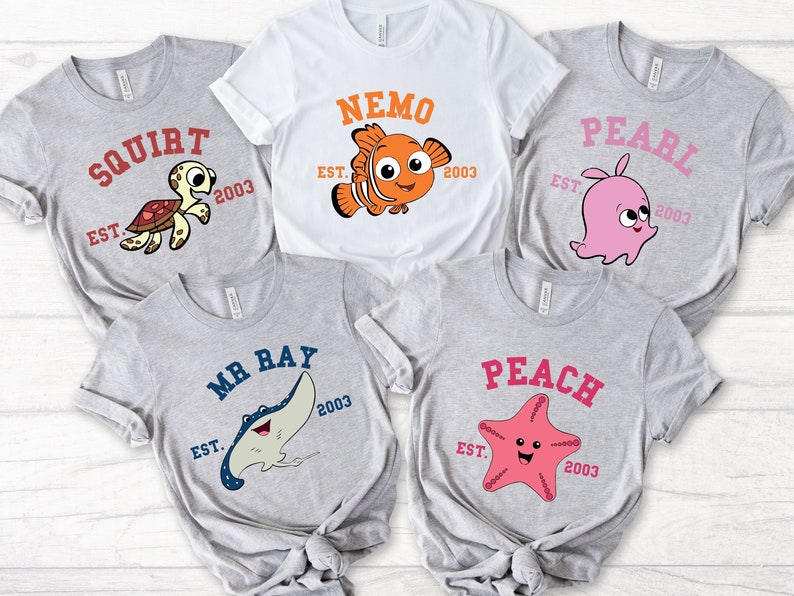 Retro Disney Finding Nemo All Characters Est 2003 Group Custom Vintage ...