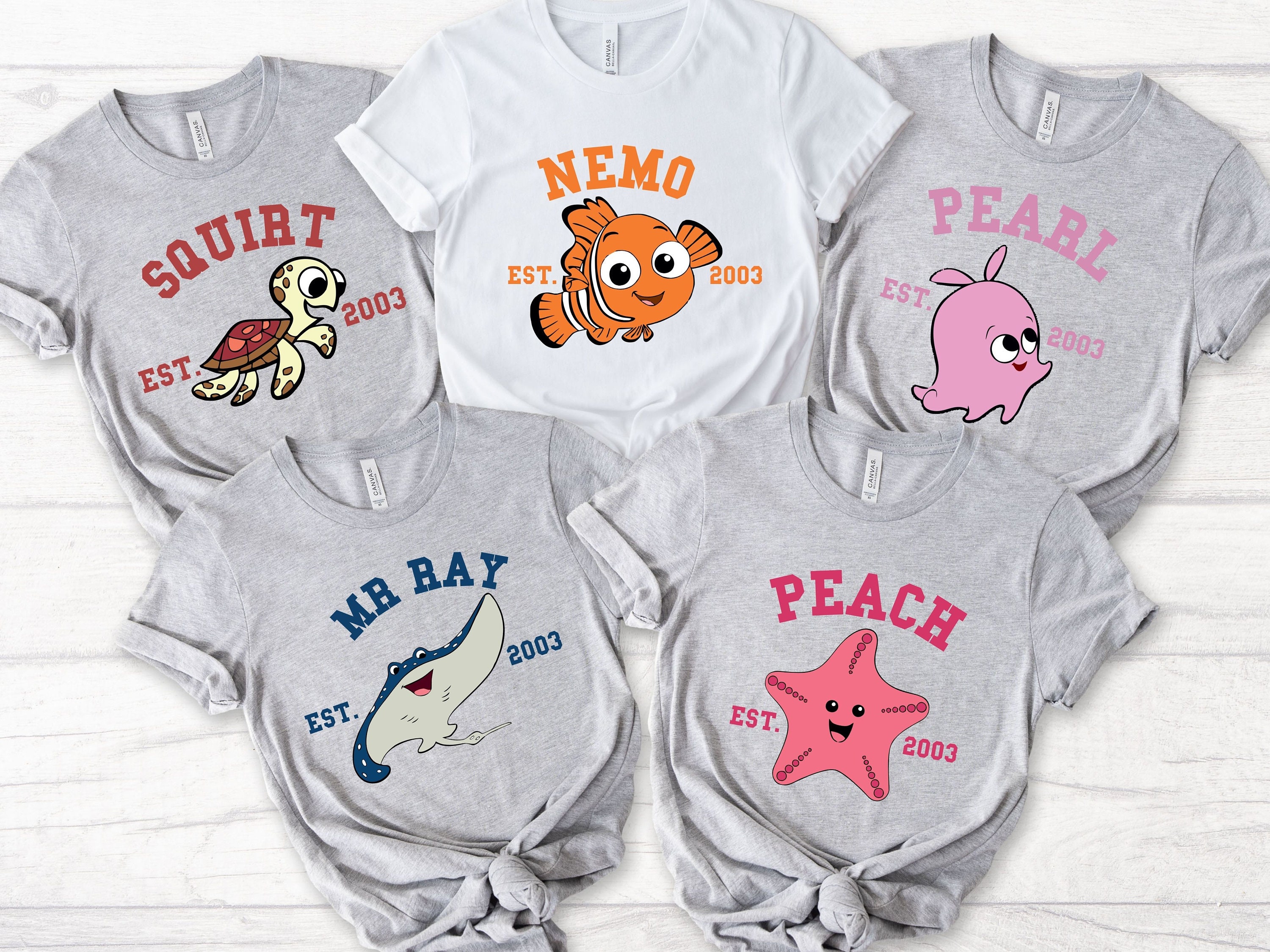 Retro Disney Finding Nemo All Characters Est 2003 Group Custom Vintage ...