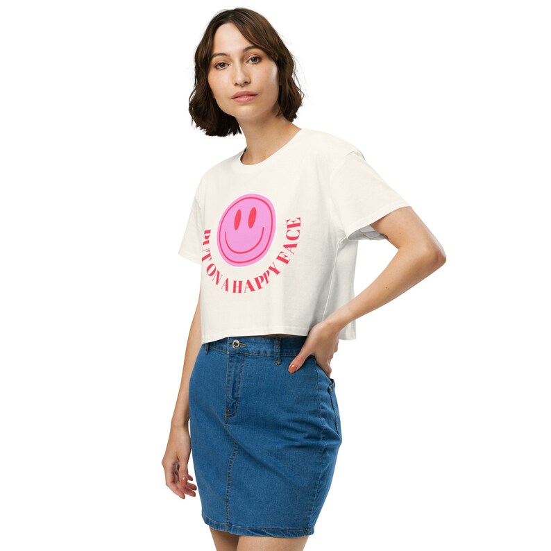 Put on a Happy Face Crop Top - Etsy