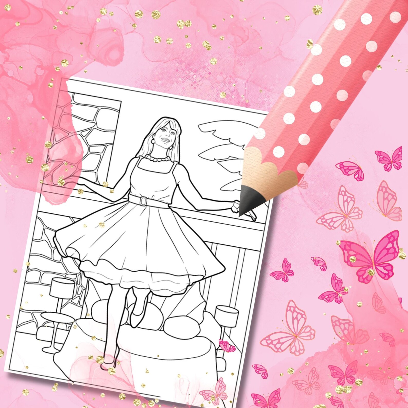 Printable Colouring Sheets, Pink Coloring Page, Printable Barbi ...