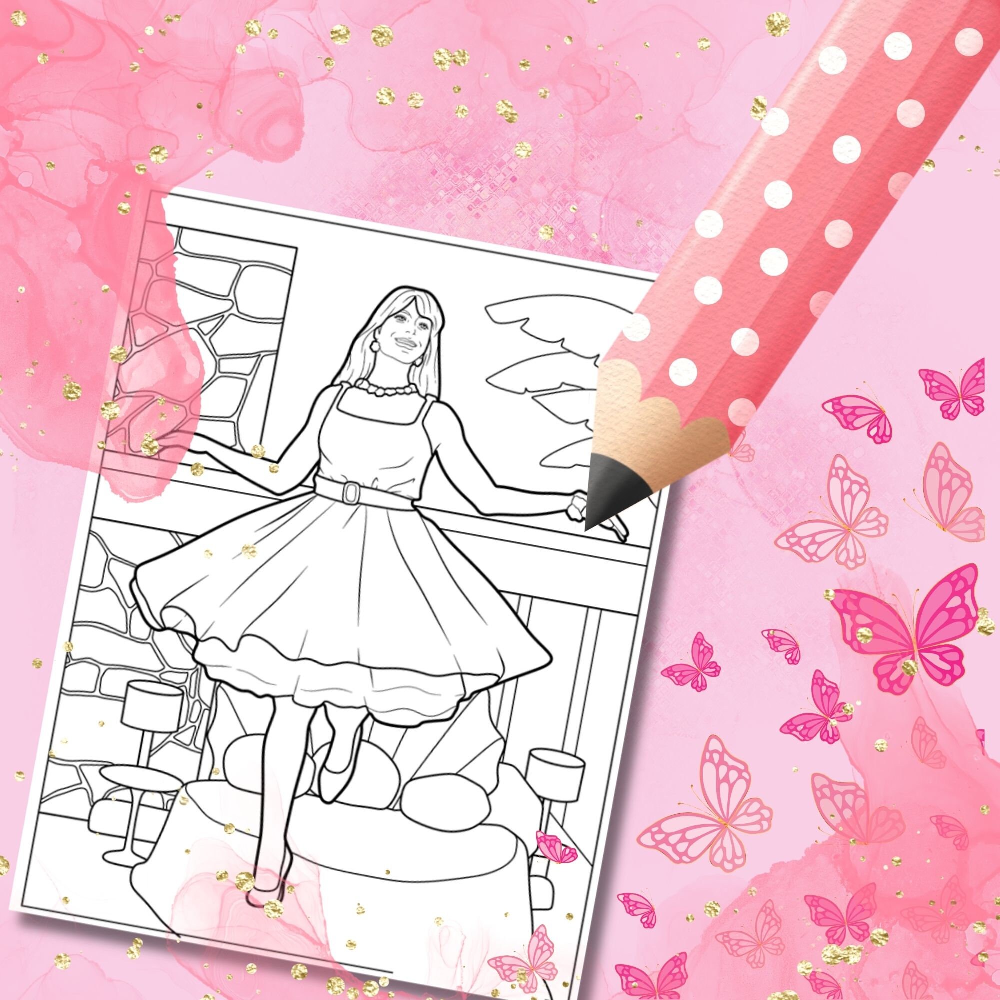 Printable Colouring Sheets, Pink Coloring Page, Printable Barbi ...