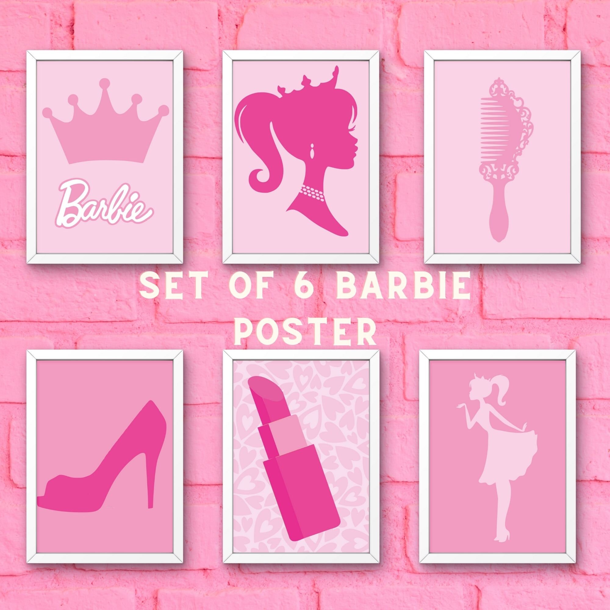 Set of Barbie Wall Art Set, Pink Wall Art, Barbie Printable Art, Pink ...