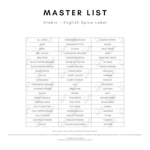 Arabic English Spice and Herb Labels 60 1.5x1.5 - Etsy Canada