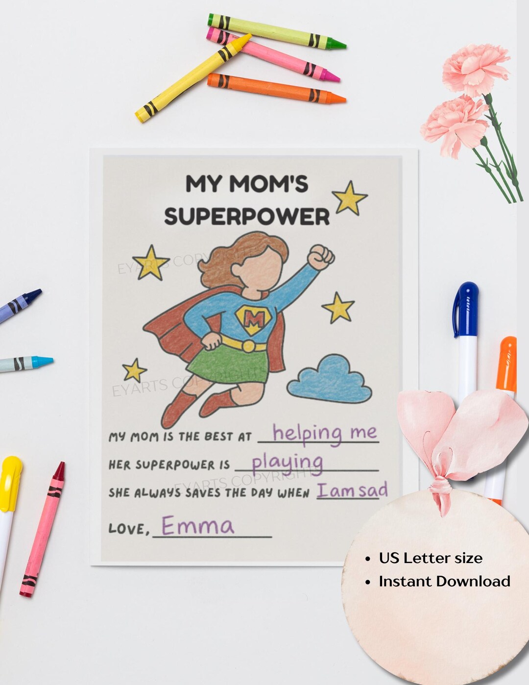 Mother's Day Coloring Page – My Mom's Superpower Activity for Kids ...