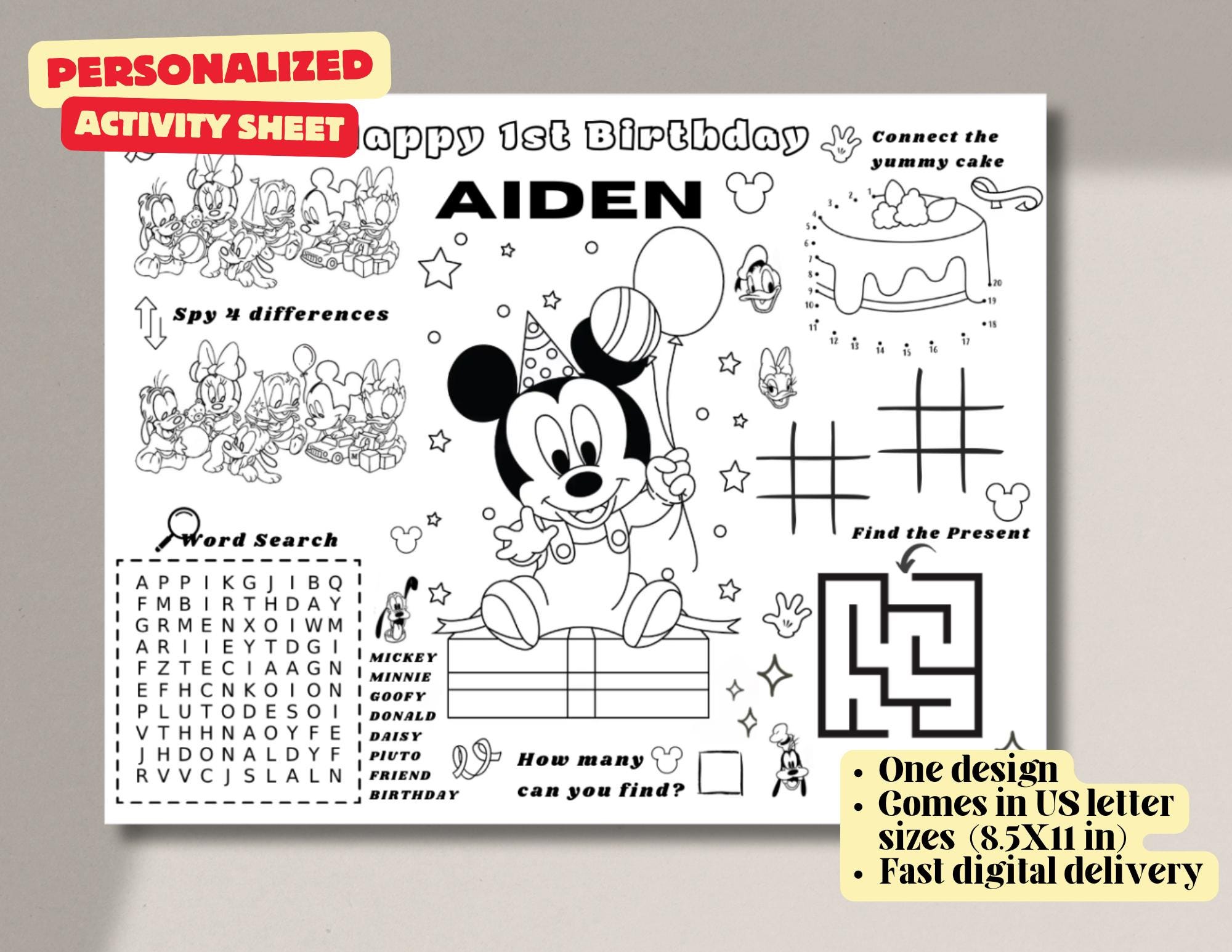 Mickey Mouse Clubhouse Birthday Activity Sheet - Printable Birthday ...