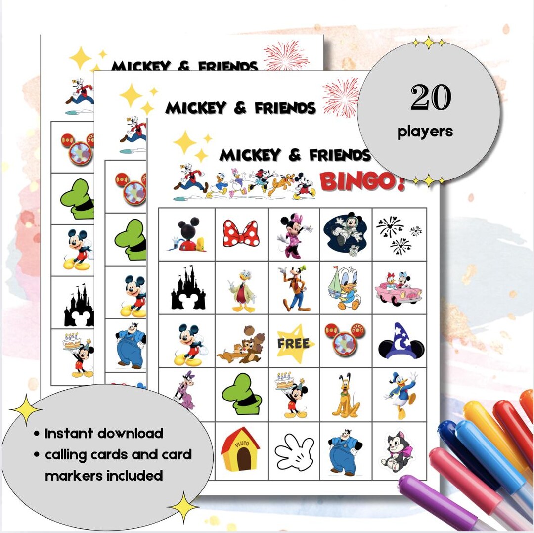 Mickey Clubhouse Bingo|mickey Mouse Themed Party Game|printable Mickey ...