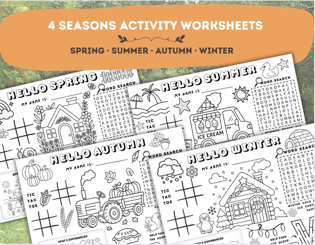Four Seasons Activity Sheets Bundle | Spring Summer Fall Winter ...