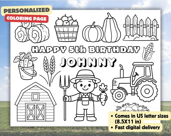 Farm Themed Personalised Activity Sheet | Birthday Party Placemat ...