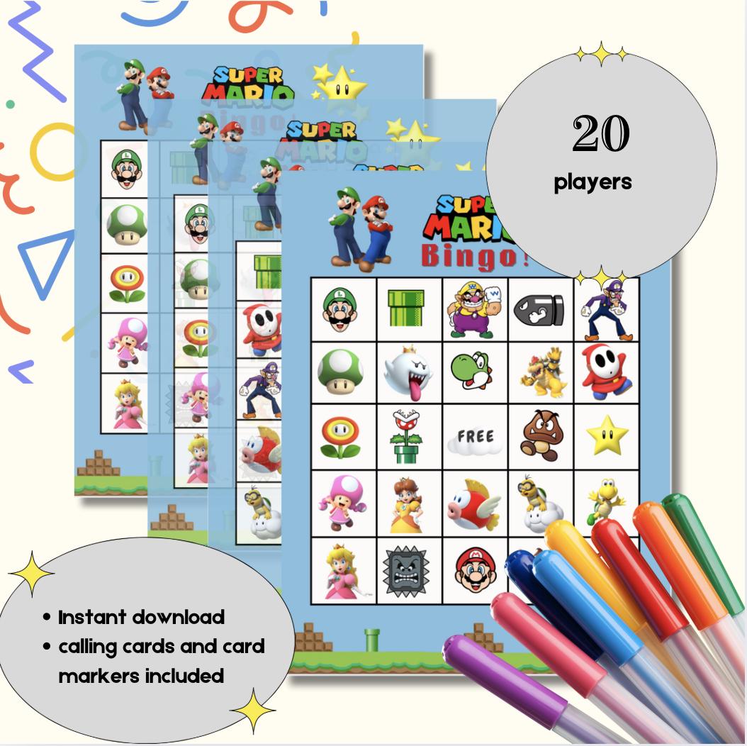 Super Mario Bingo Game: Kids Birthday Party (digital Download) - Etsy