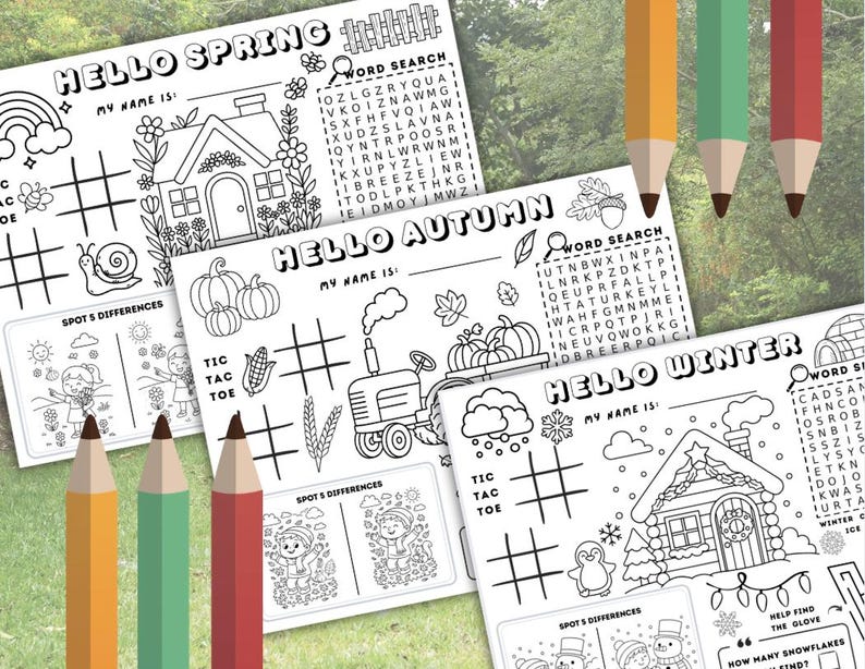 Four Seasons Activity Sheets Bundle | Spring Summer Fall Winter ...