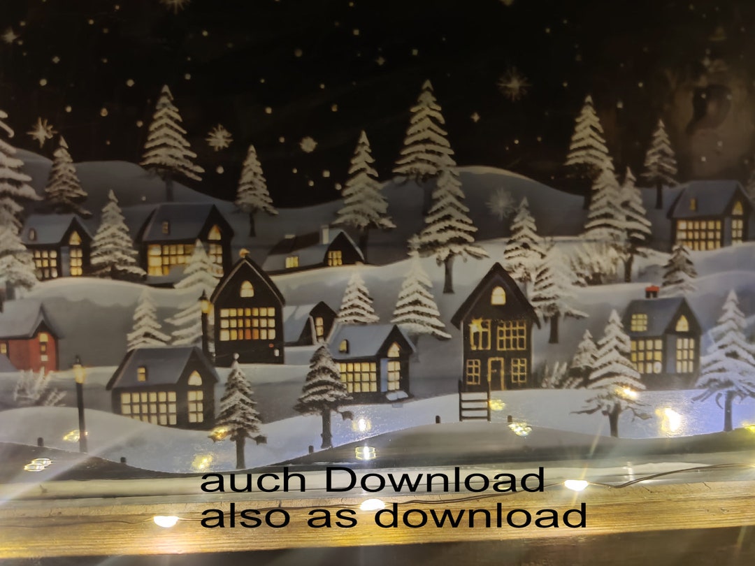 2 Christmas Window Decals, Christmas Villages, Transparent Vinyl ...