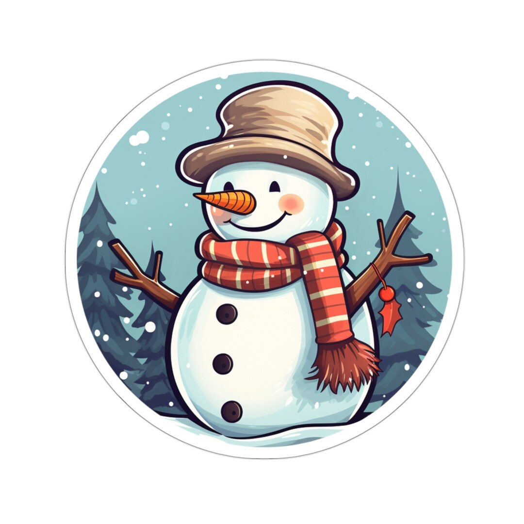 Snowman Sticker Vinyl Decal Winter Holiday Decor Frosty Design ...
