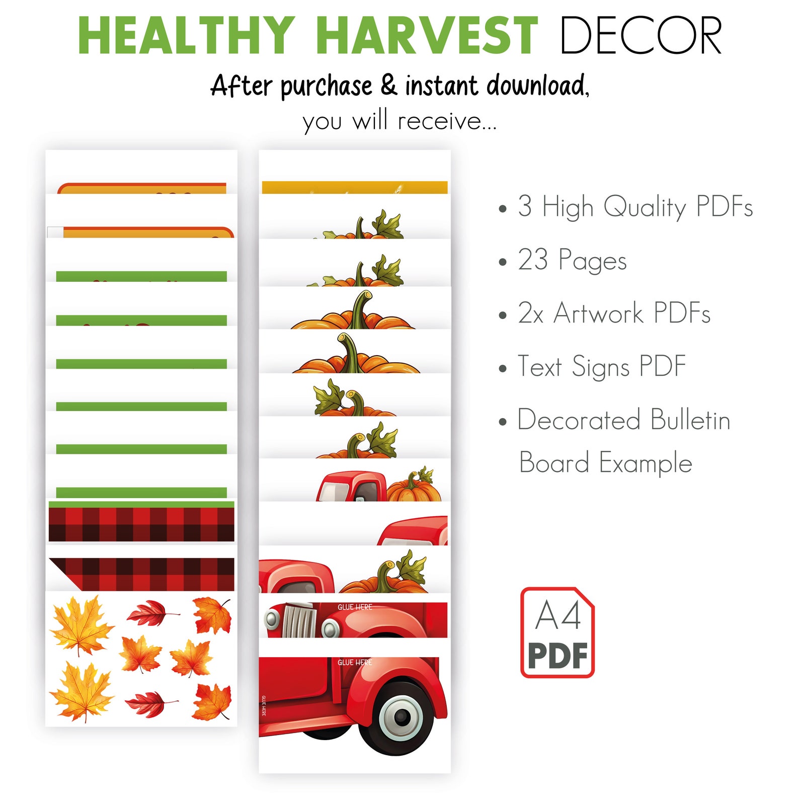 Healthy Harvest Fall Bulletin Board Kit, School Nurse Thanksgiving ...