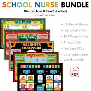 School Nurse Bulletin Board Bundle, School Nurse Bulletin Board ...