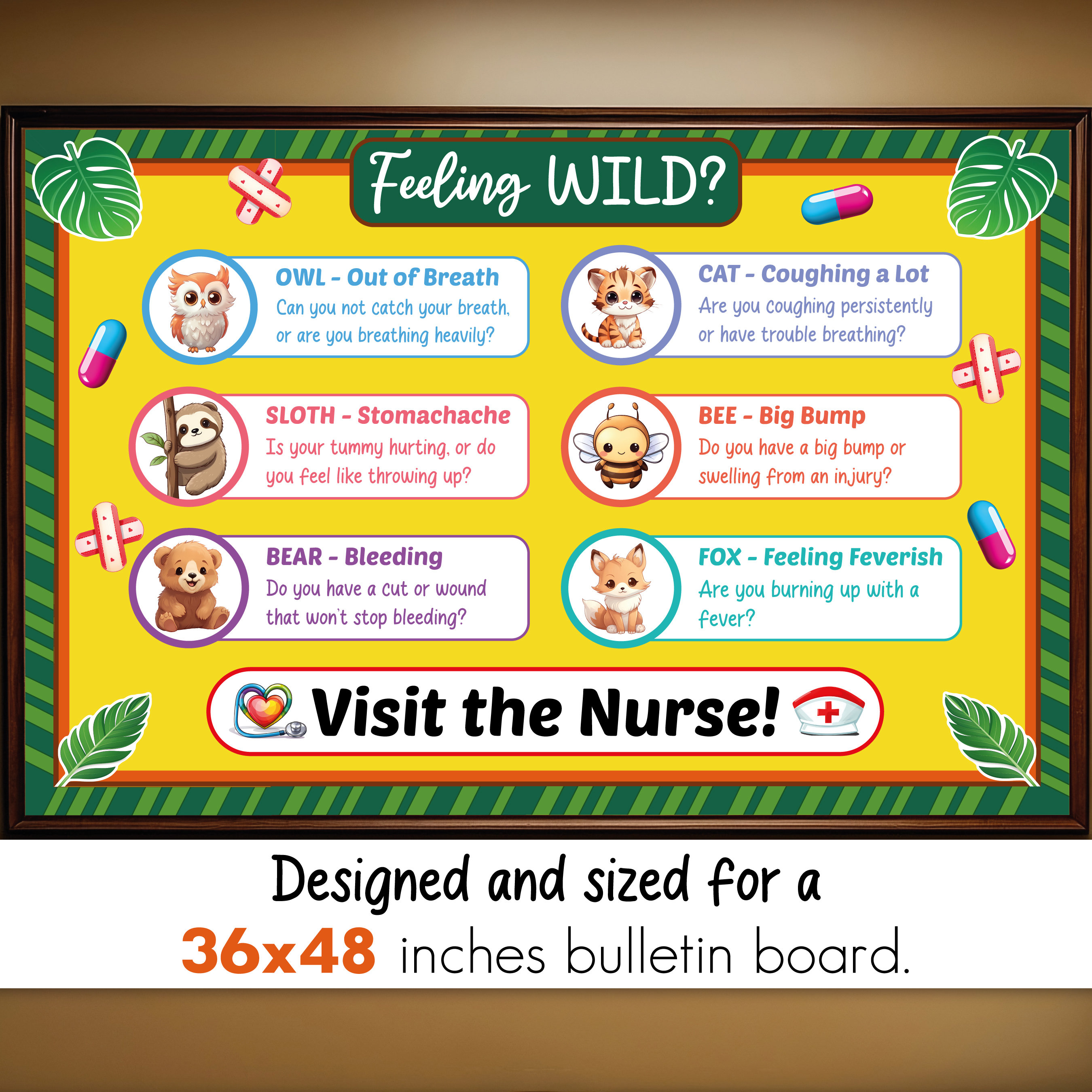 Feeling Wild Bulletin Board Kit, School Nurse Health Display, Nurse ...