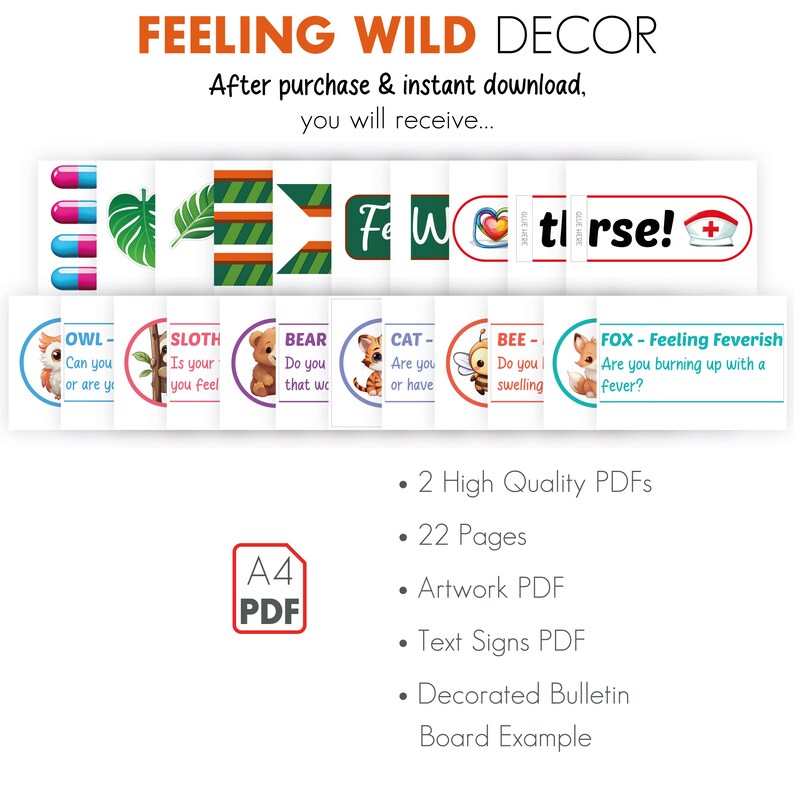 Feeling Wild Bulletin Board Kit, School Nurse Health Display, Nurse ...