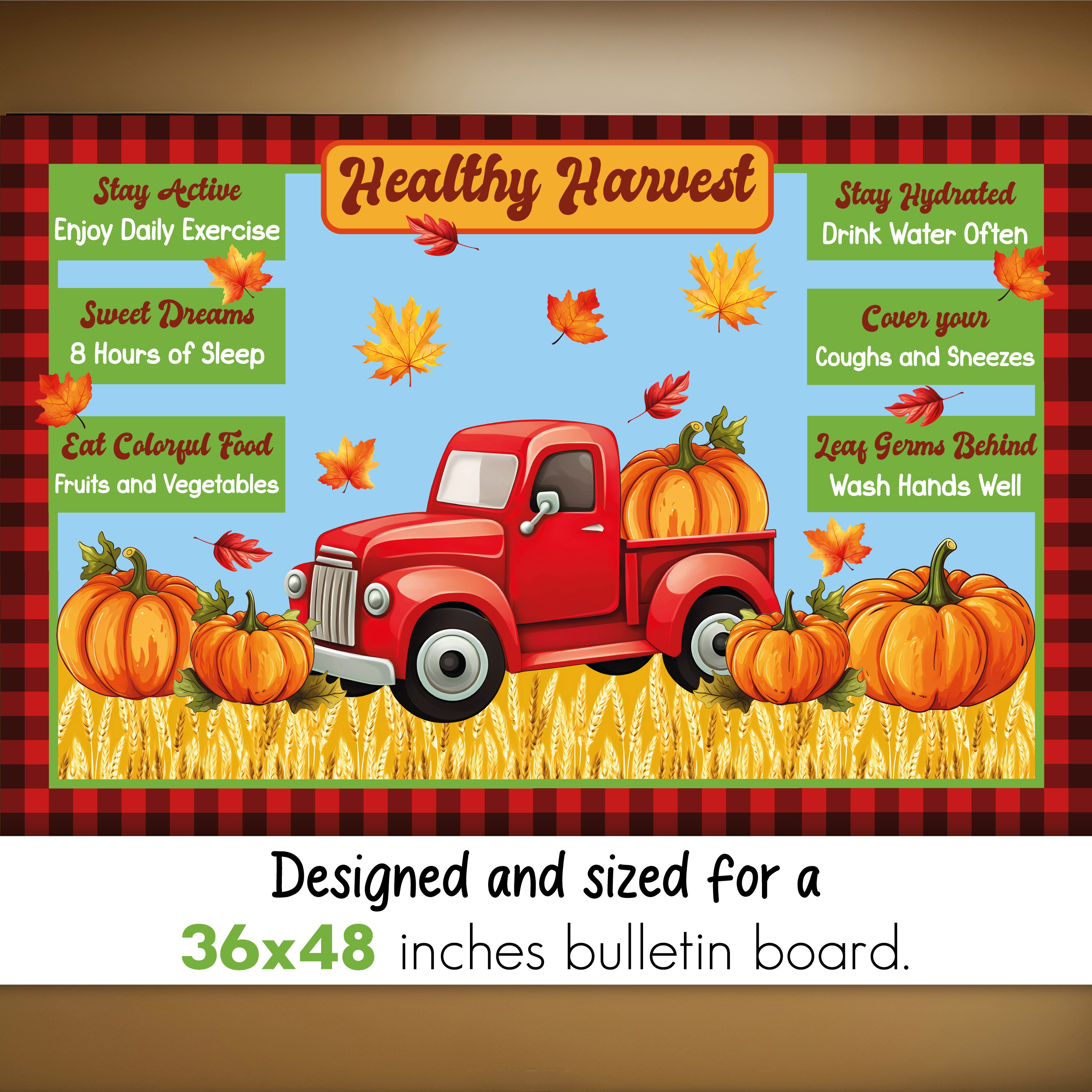 Healthy Harvest Fall Bulletin Board Kit, School Nurse Pumpkin Bulletin ...