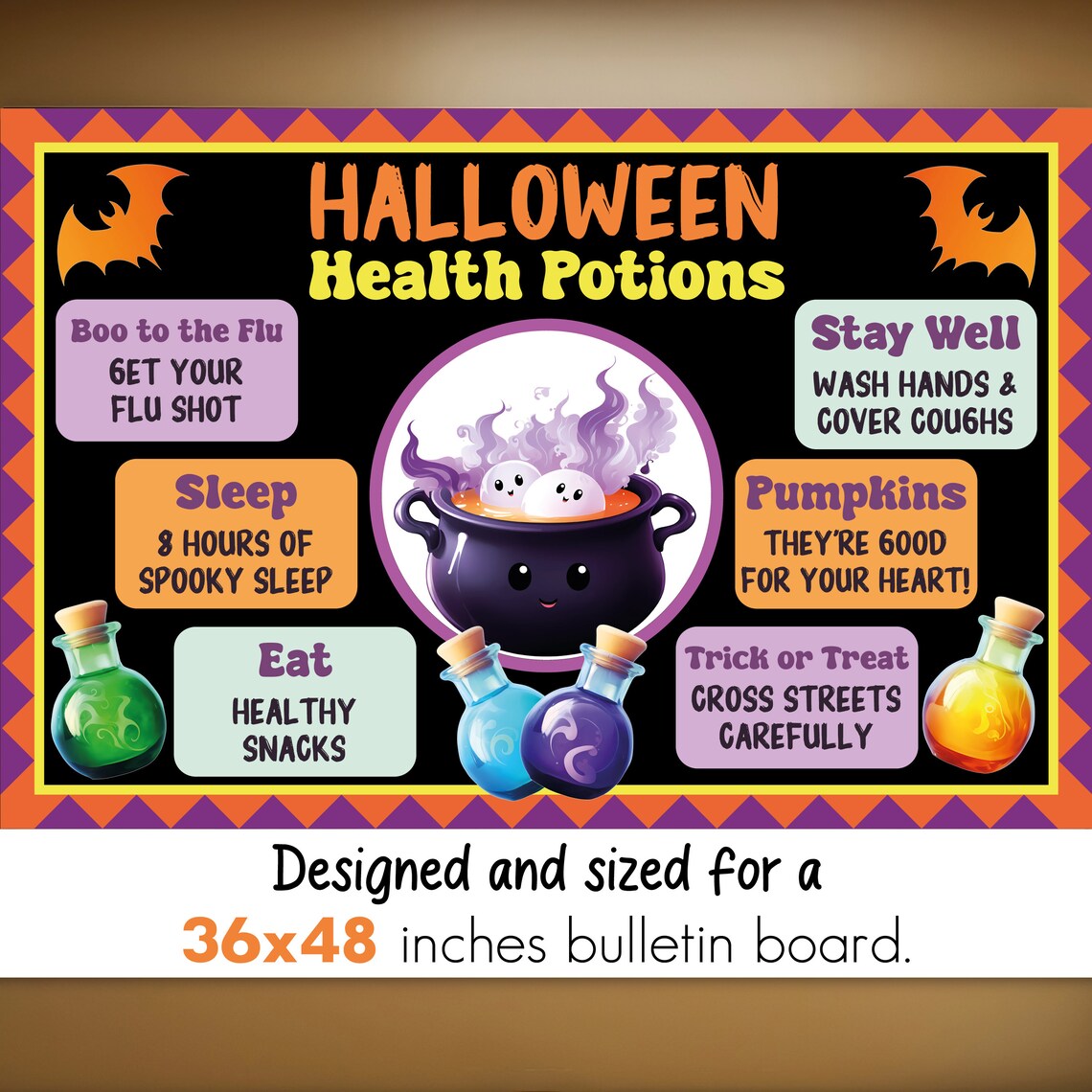 Health Potions Halloween Bulletin Board Kit, School Nurse October Decor ...