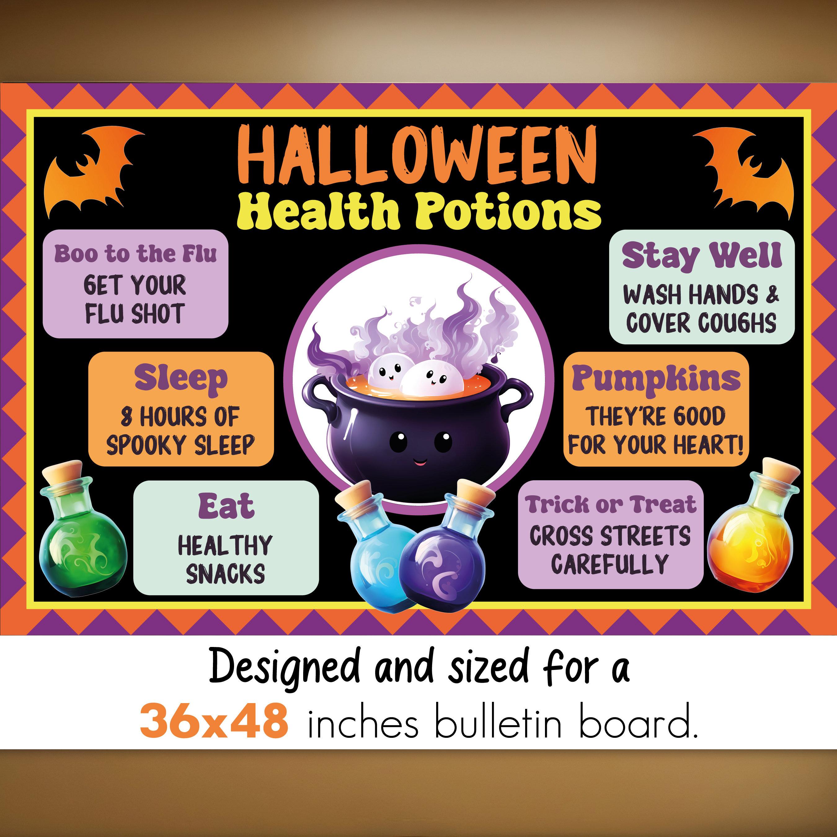 Health Potions Halloween Bulletin Board Kit, School Nurse October Decor ...
