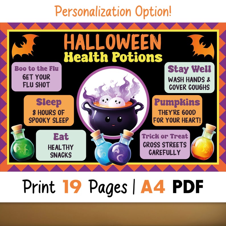 Health Potions Halloween Bulletin Board Kit, School Nurse October Decor ...