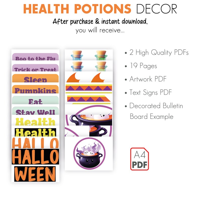 Health Potions Halloween Bulletin Board Kit, School Nurse October Decor ...
