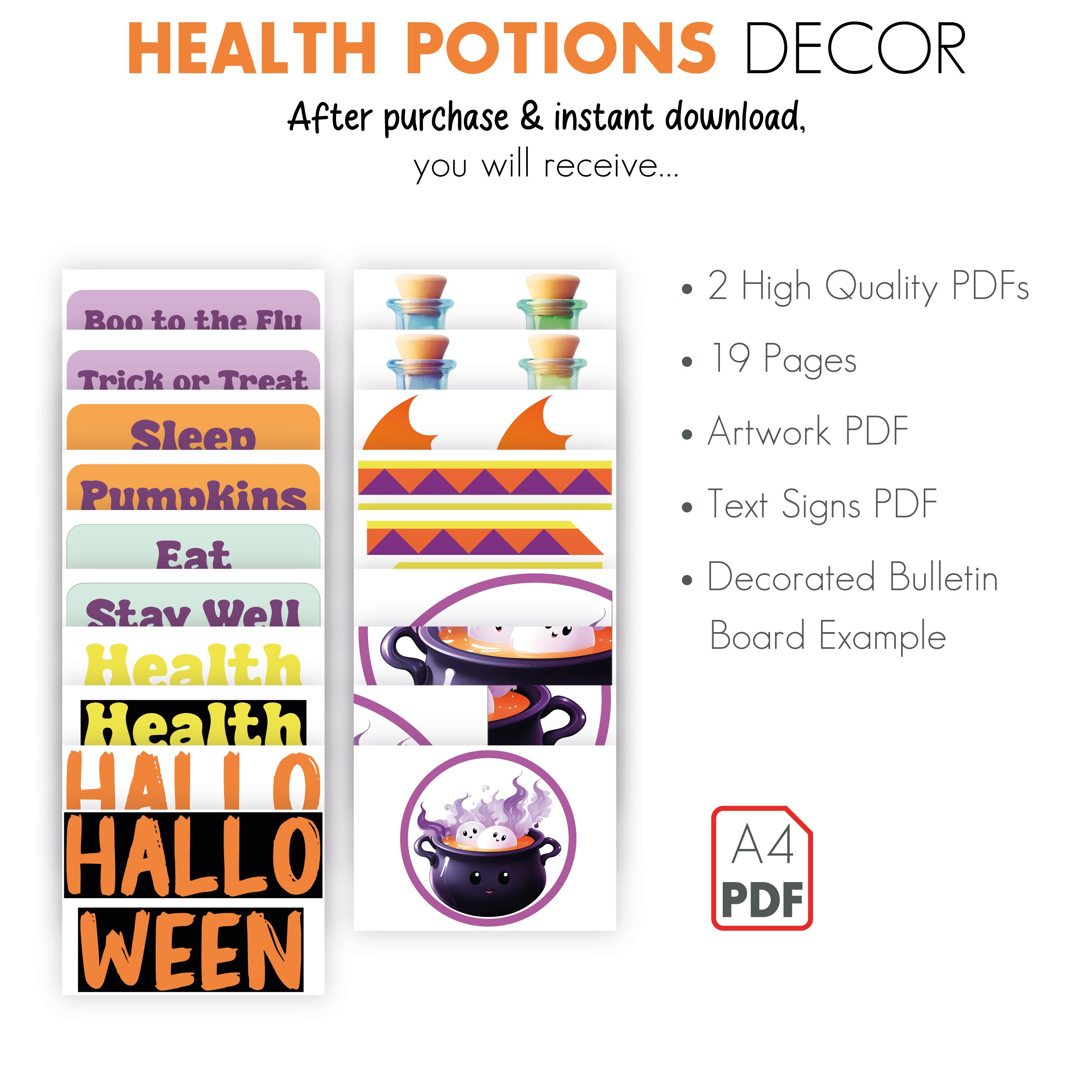 Health Potions Halloween Bulletin Board Kit, School Nurse October Decor ...
