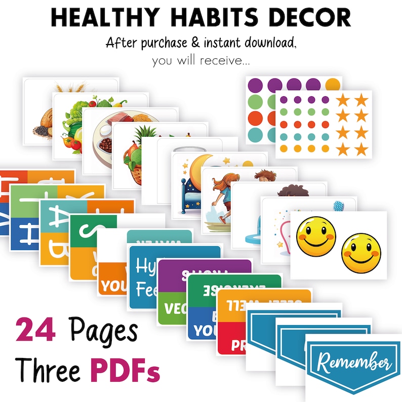 Healthy Habits Bulletin Board Kit, School Nurse Wellness Decor ...