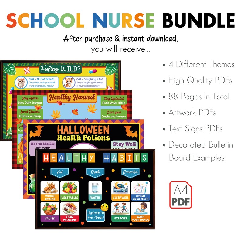 School Nurse Bulletin Board Bundle, School Nurse Bulletin Board ...