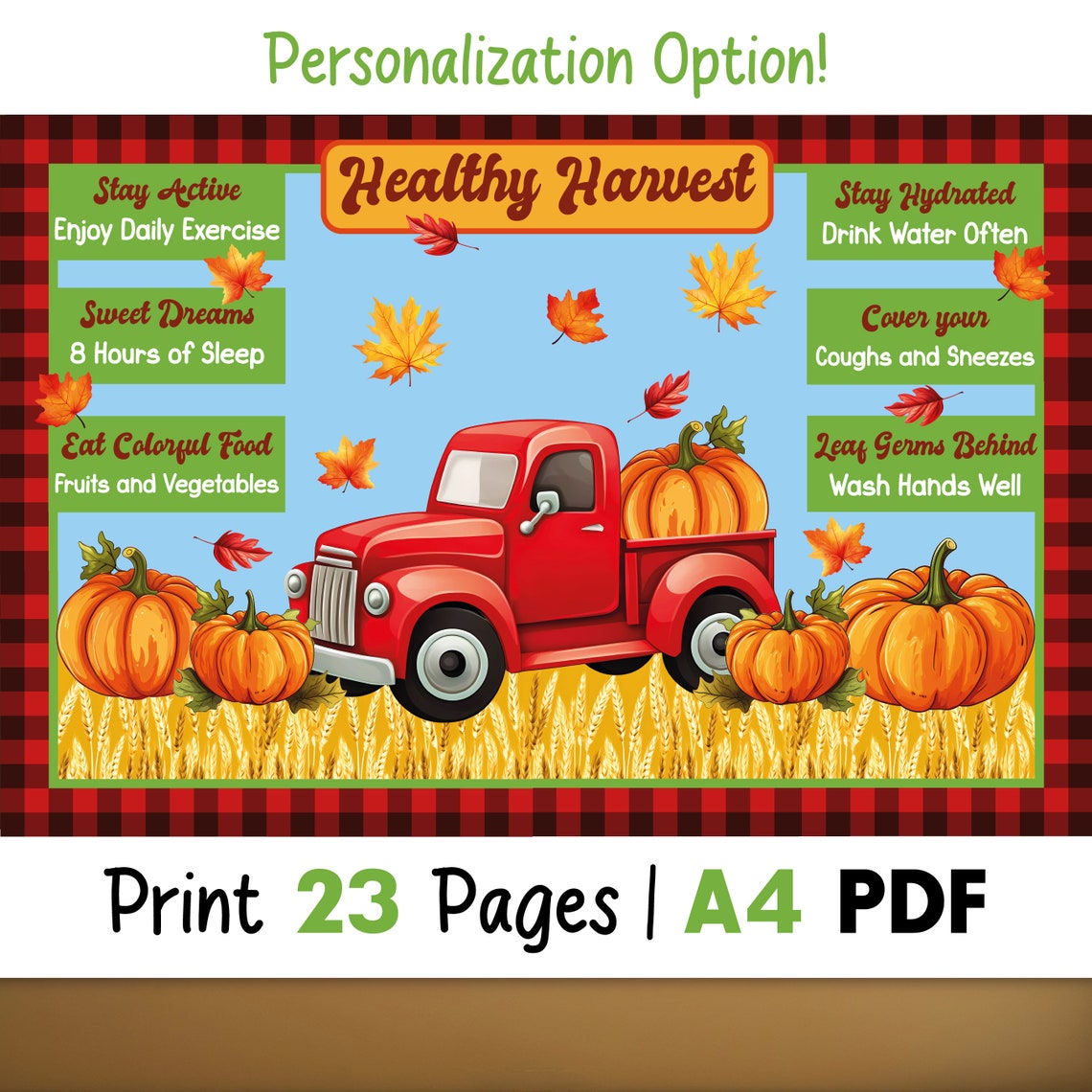 Healthy Harvest Fall Bulletin Board Kit, School Nurse Thanksgiving ...