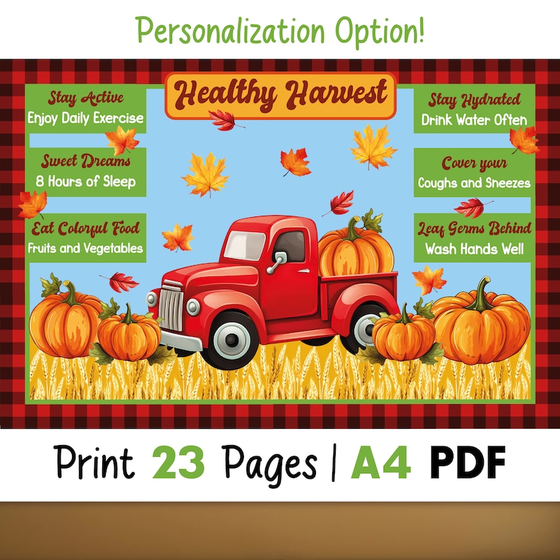 Healthy Harvest Fall Bulletin Board Kit, School Nurse Thanksgiving ...