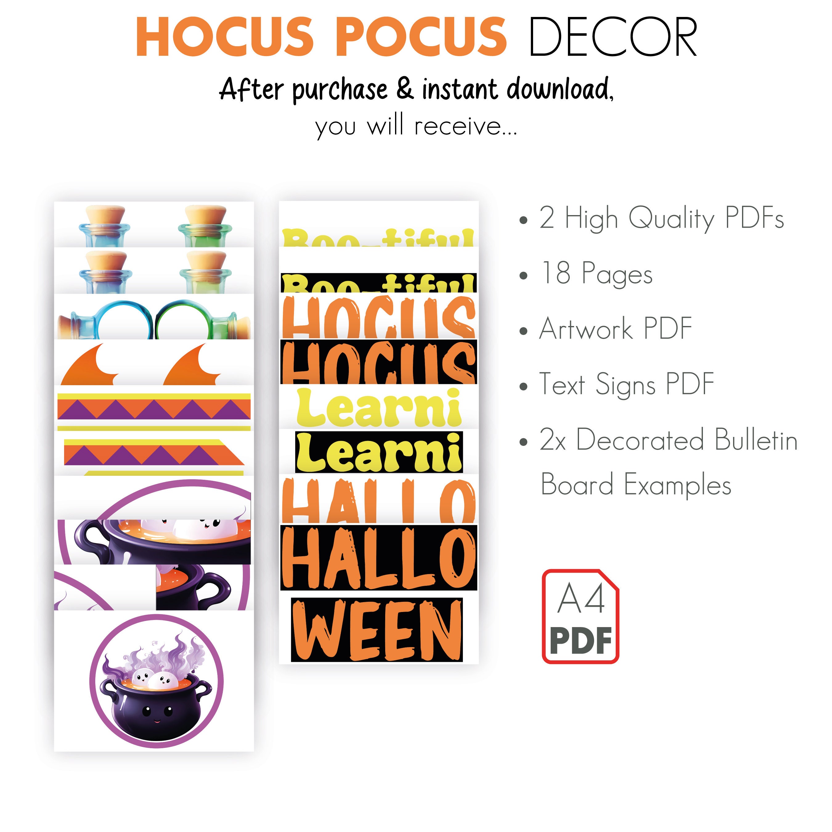 Hocus Pocus Halloween Bulletin Board Kit, Spooky Ghost Bulletin Board ...