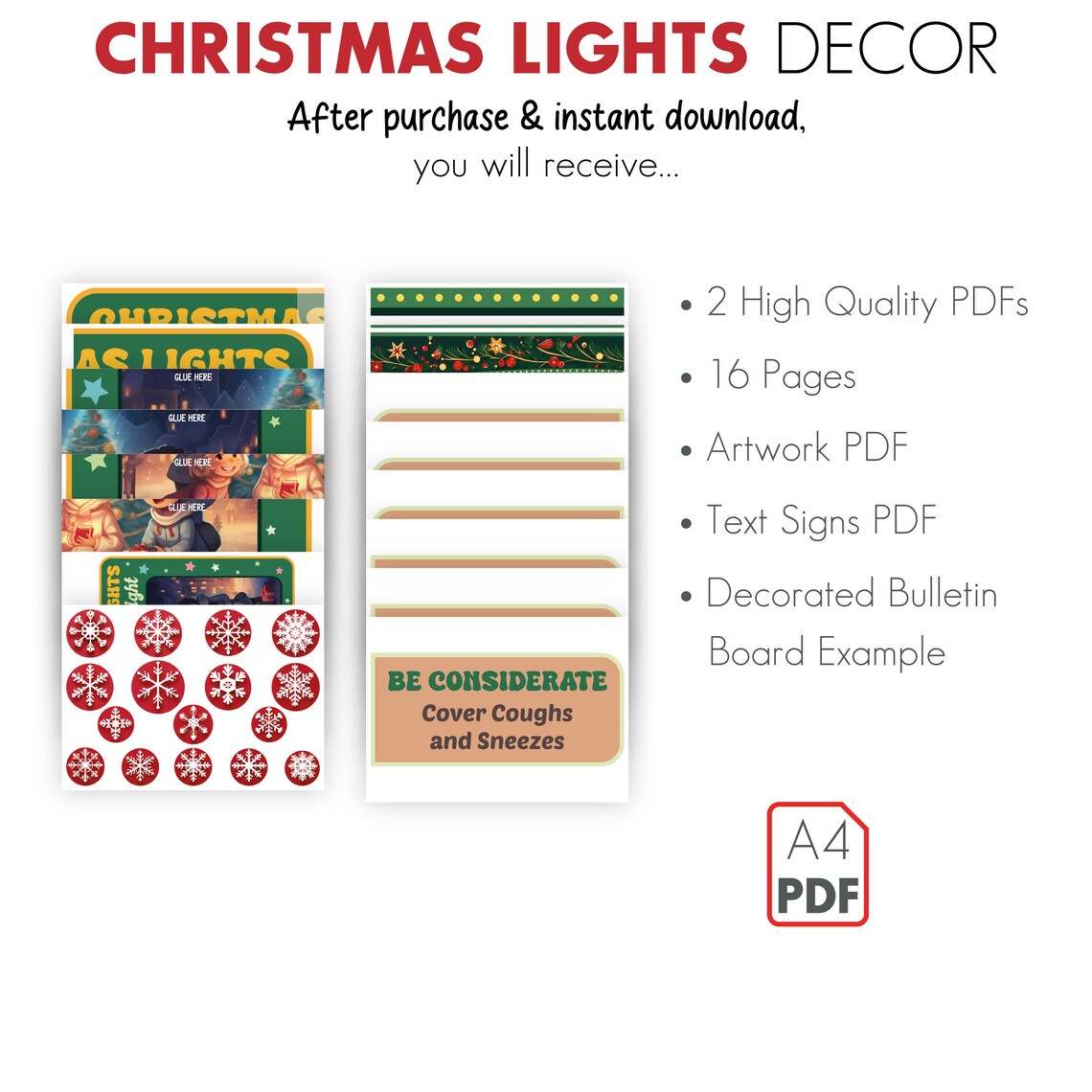 Christmas Lights Bulletin Board Kit, School Nurse Christmas Bulletin ...