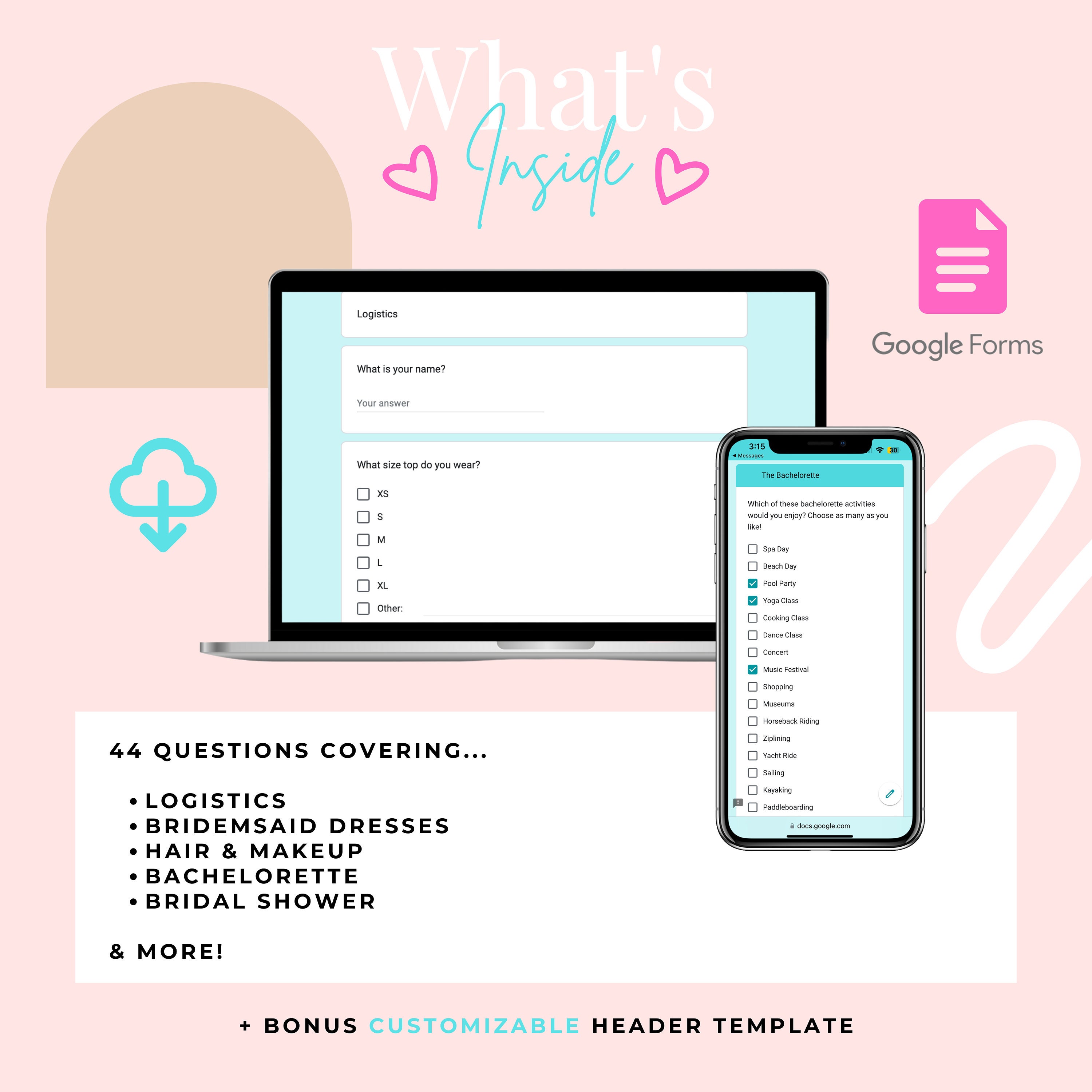 Bridesmaid Google Form Bachelorette Google Form Editable Google Form ...