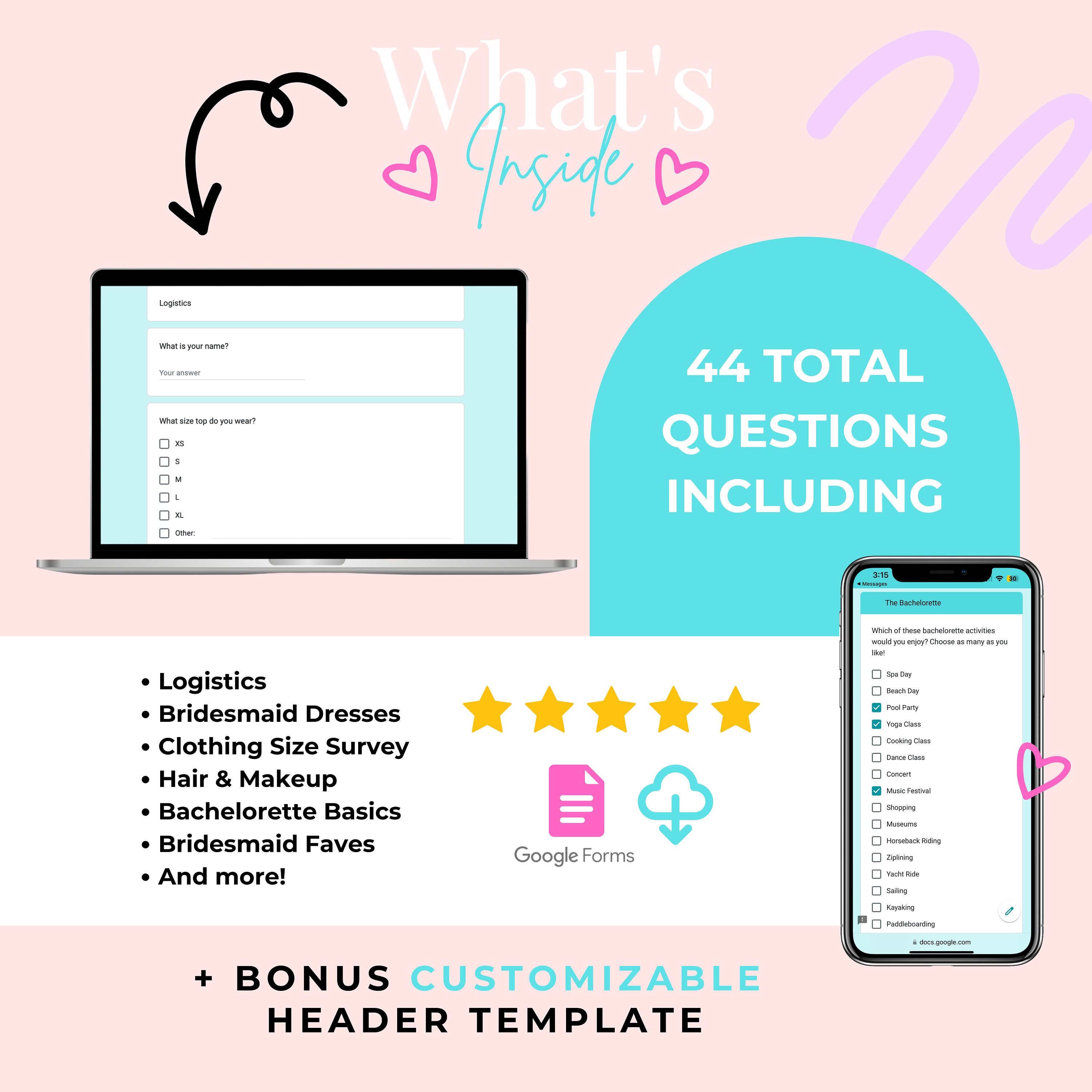 Bridesmaid Google Form Bachelorette Google Form Editable Google Form ...